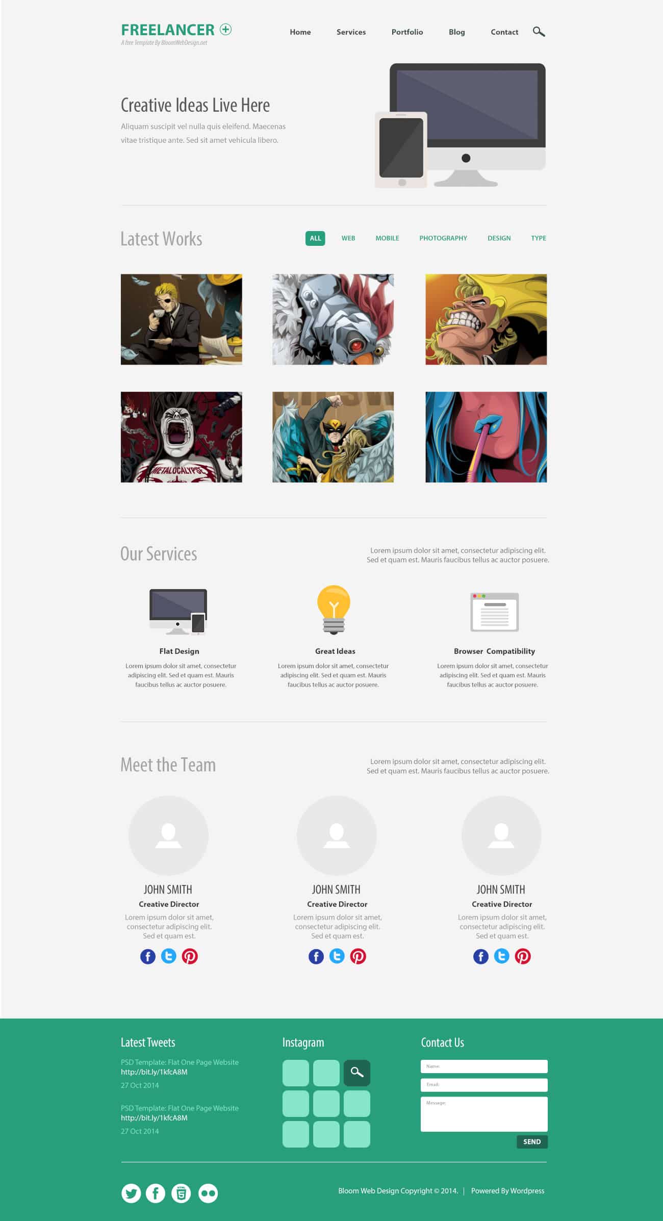 Free PSD Minimalist One Page Website Template DesignBump